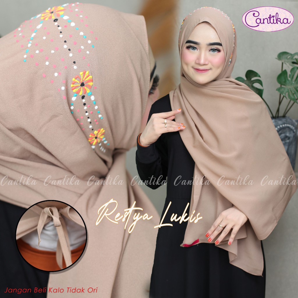 Jual Jilbab Pashmina Diamond Restya Lukis Ori Cantika BY QOID | Shopee ...