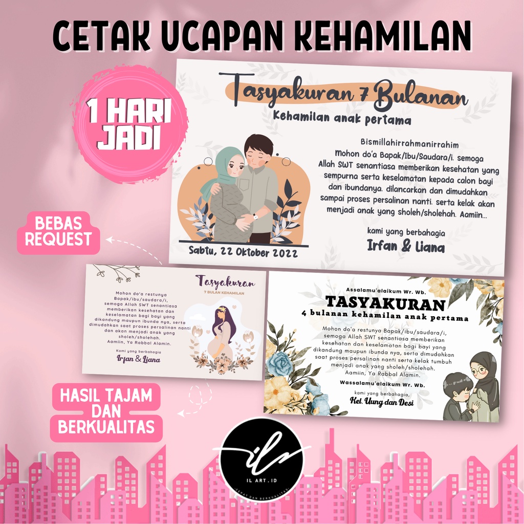 Jual KARTU UCAPAN NASI BOX TASYAKURAN KEHAMILAN 4 BULANAN 7 BULANAN ...