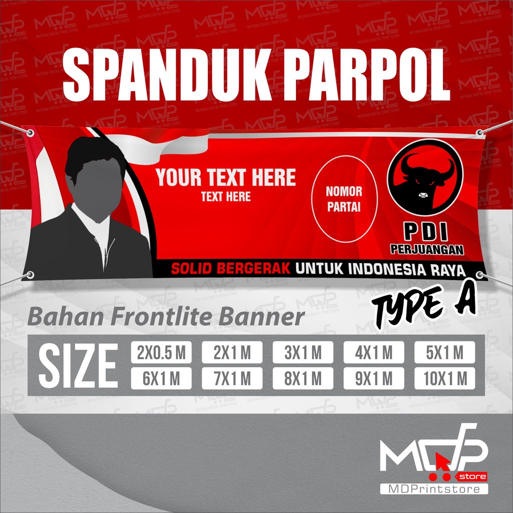Jual SPANDUK 8X1 BANNER PARPOL PARTAI POLITIK KAMPANYE PEMILU PDIP ...