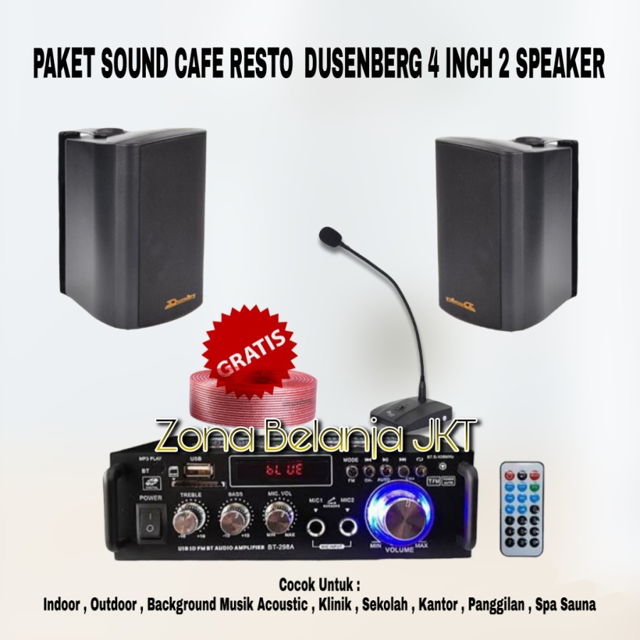 Jual PAKET SOUND SYSTEM CAFE RESTO SPEAKER DUSENBERG 4 INCH 2 SPEAKER ...