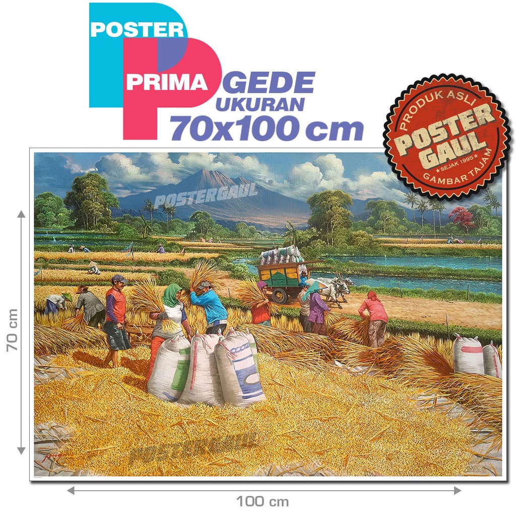 Jual Poster Prima REPRODUKSI LUKISAN : PANEN PADI #PT018 - ukuran 70 x ...