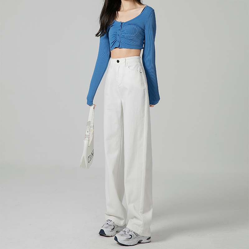 Jual Alice Jeans-Highwaist kulot Jeans Loose Putih Kulot Wanita Import ...