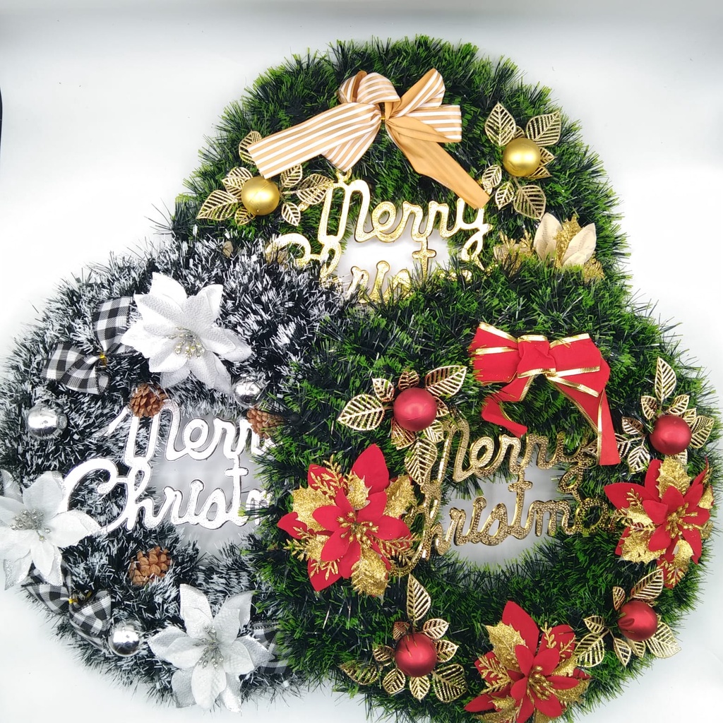 Jual Hiasan Pintu Natal Christmas Ring 50 cm dan 40cm Flo Krans Wreath ...