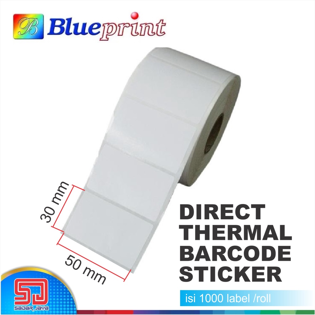 Jual Blueprint Direct Thermal Sticker 50 x 30 mm Stiker Label 50x30 ...
