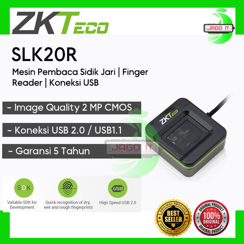 Jual Mesin Pembaca Sidik Jari | USB Reader Fingerprint | ZKTECO SLK20R | Shopee Indonesia