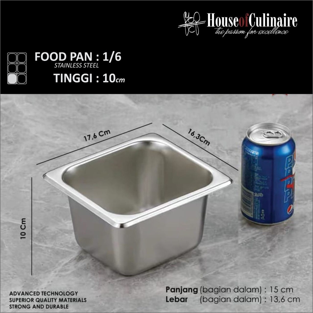 Jual Food Pan Stainless 1/6 Tinggi 10 cm Gastronom Pan | Shopee Indonesia