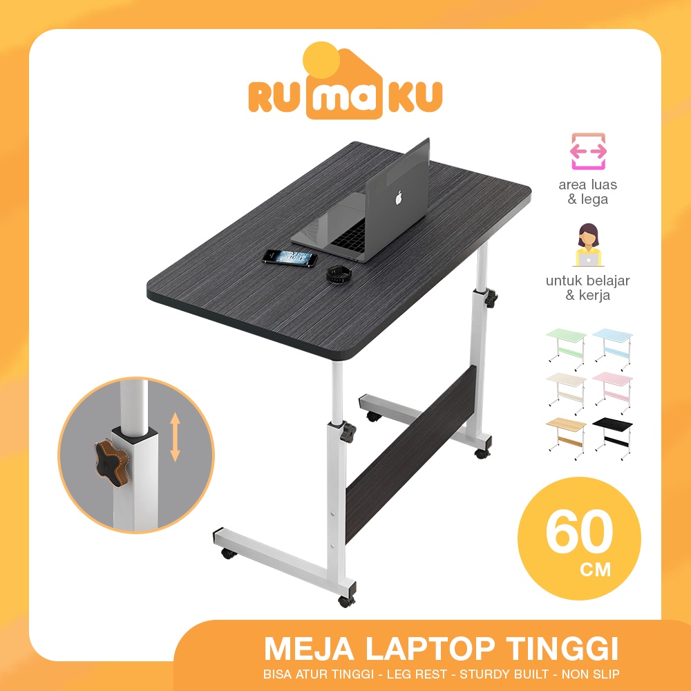 Jual Rumaku Meja Laptop Portable Samping Kasur Adjustable Roda Kaki ...