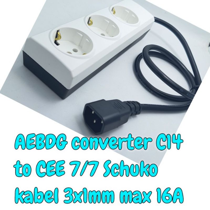 Jual AEBDG AEBDG converter C14 to CEE 7/7 Schukokabel 3x1mm max 16A / Kabel UPS CPU C14 to ...