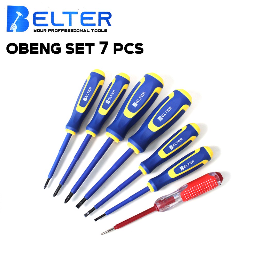 Jual Obeng Listrik Rumahan Set 7 pcs BELTER Obeng Plus Minus dan Test ...