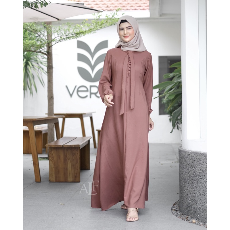 Jual Sierra Dress by Alfaina | Gamis Kerah Pita Slim Look Korean Style ...