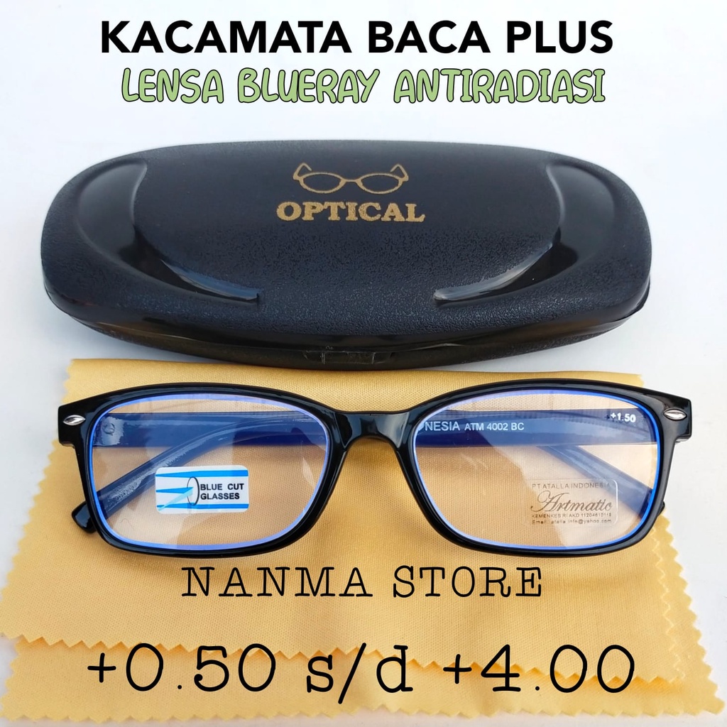 Jual Kacamata baca plus model kotak lensa blueray antiradiasi sinar ...