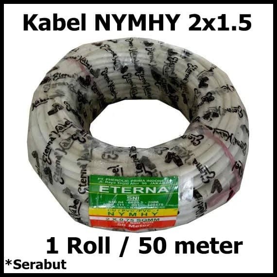 Jual Kabel listrik 2x1.5 50 meter merek Eterna NYMHY serabut Per roll | Shopee Indonesia