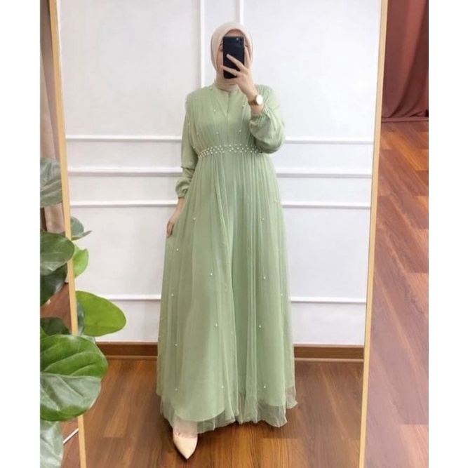 Jual Nadira Tile Dress / Aisyah Brukat Dress / Gamis Lebaran / Gamis ...