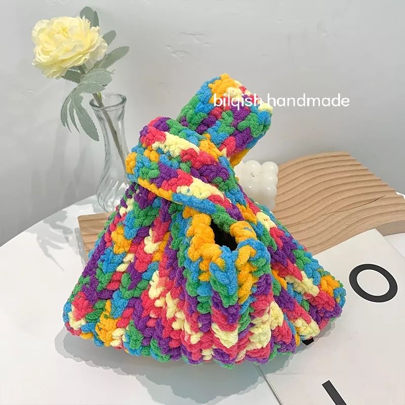 Jual pouch-tas lucu warna fresh- paket bahan lengkap tas DIY rajut ...