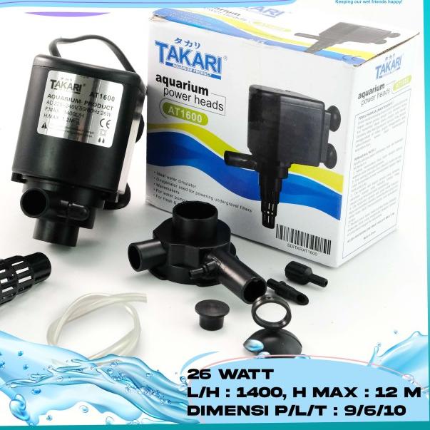 Jual POMPA AIR POWER HEAD AQUARIUM TAKARI AT 1600 SUBMERSIBLE PUMP ...