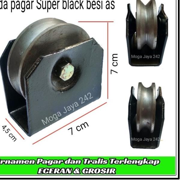 Jual roda pagar SUPER BLACK besi as 7cm original produk - Rell Bulat ...