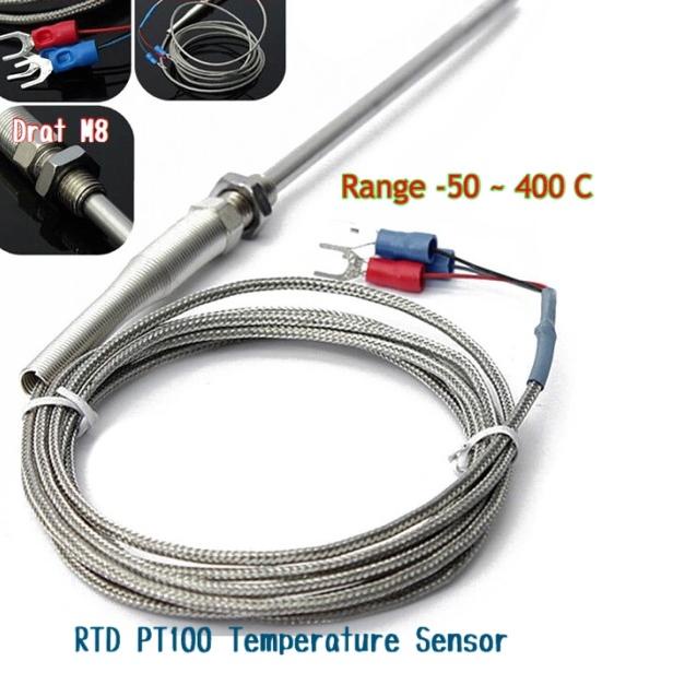 Jual Temperature Sensor Suhu RTD PT100 Probe 100mm Kabel 2M 2 Meter ...