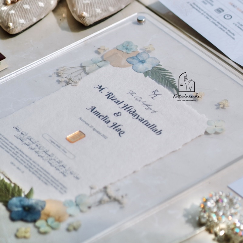 Jual MAHAR A4 PERNIKAHAN AESTHETIC | MAHAR ACRYLIC PRESSED FLOWER ...