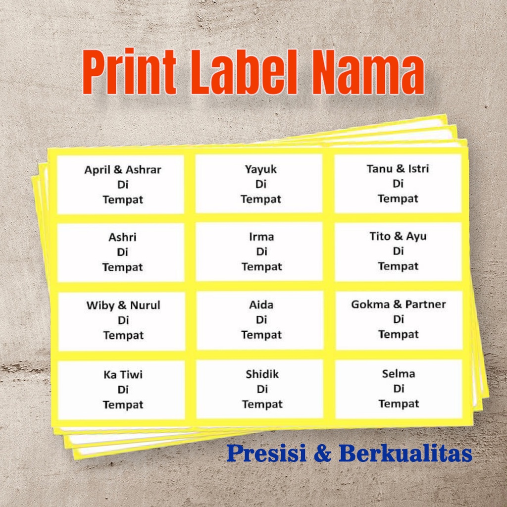 Jual Print Cetak Label Nama Undangan Cepat Murah | Shopee Indonesia