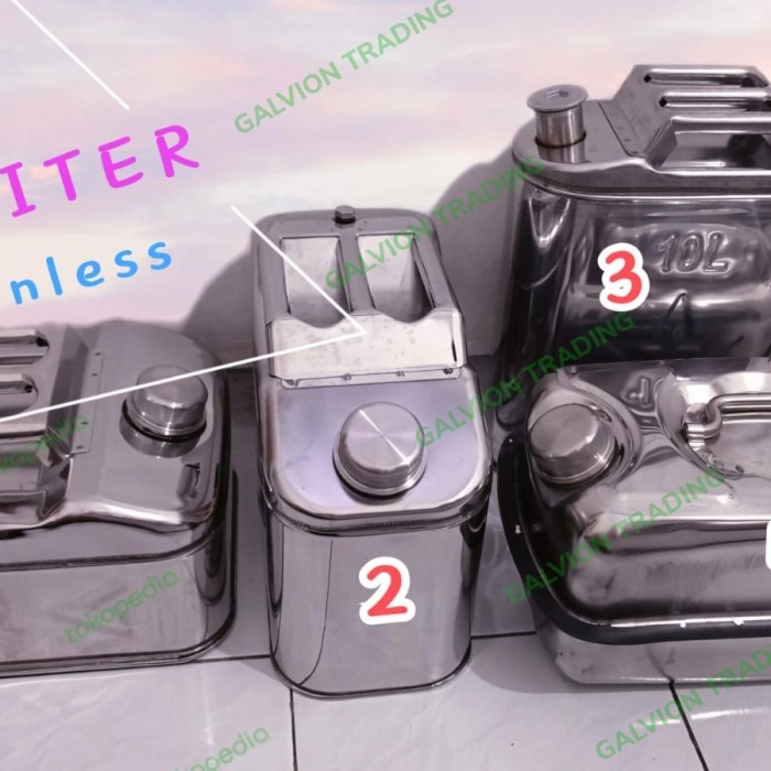 Jual JERIGEN stainless 5 10 20 LITER / L JERRYCAN TANGKI kokoh harga 1 pcs | Shopee Indonesia