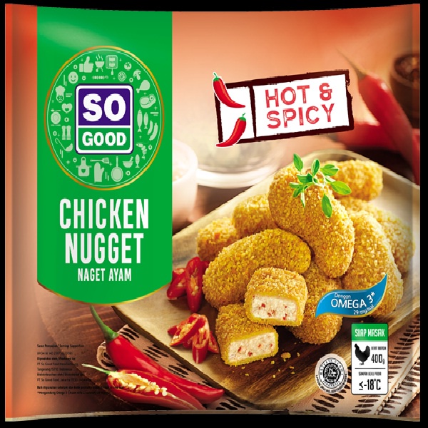 Jual NAGET AYAM PEDAS SO GOOD HOT N SPICY CHICKEN NUGGET 400GR HALAL | Shopee Indonesia