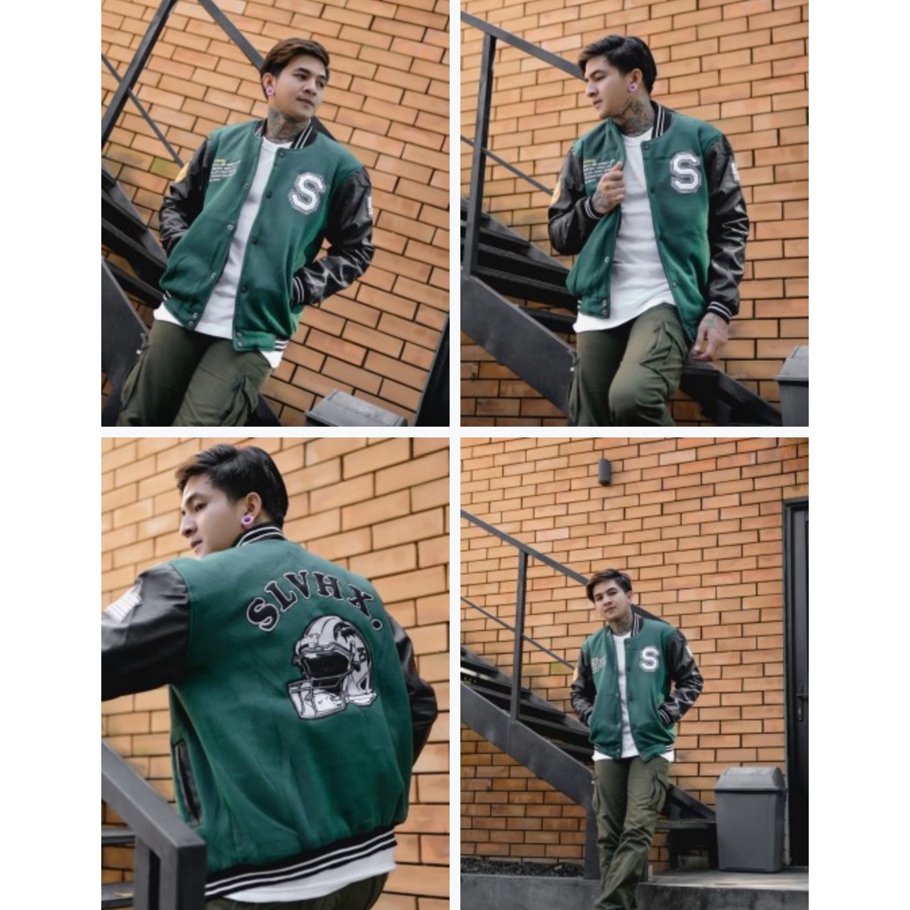 Jual Varsity Jacket HITAM CREAM Jaket Varsity Pria Premium HITAM ...