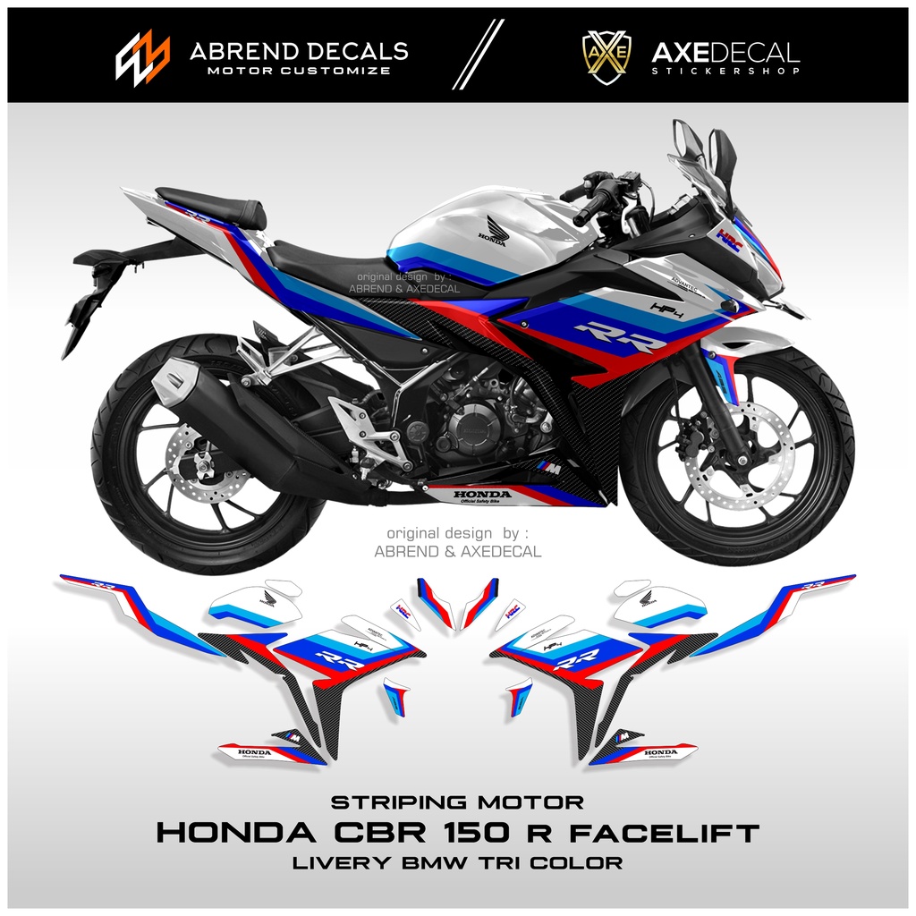 Jual Striping Cbr 150 R facelift BMW Tri Color HP4 Racing / Stiker ...