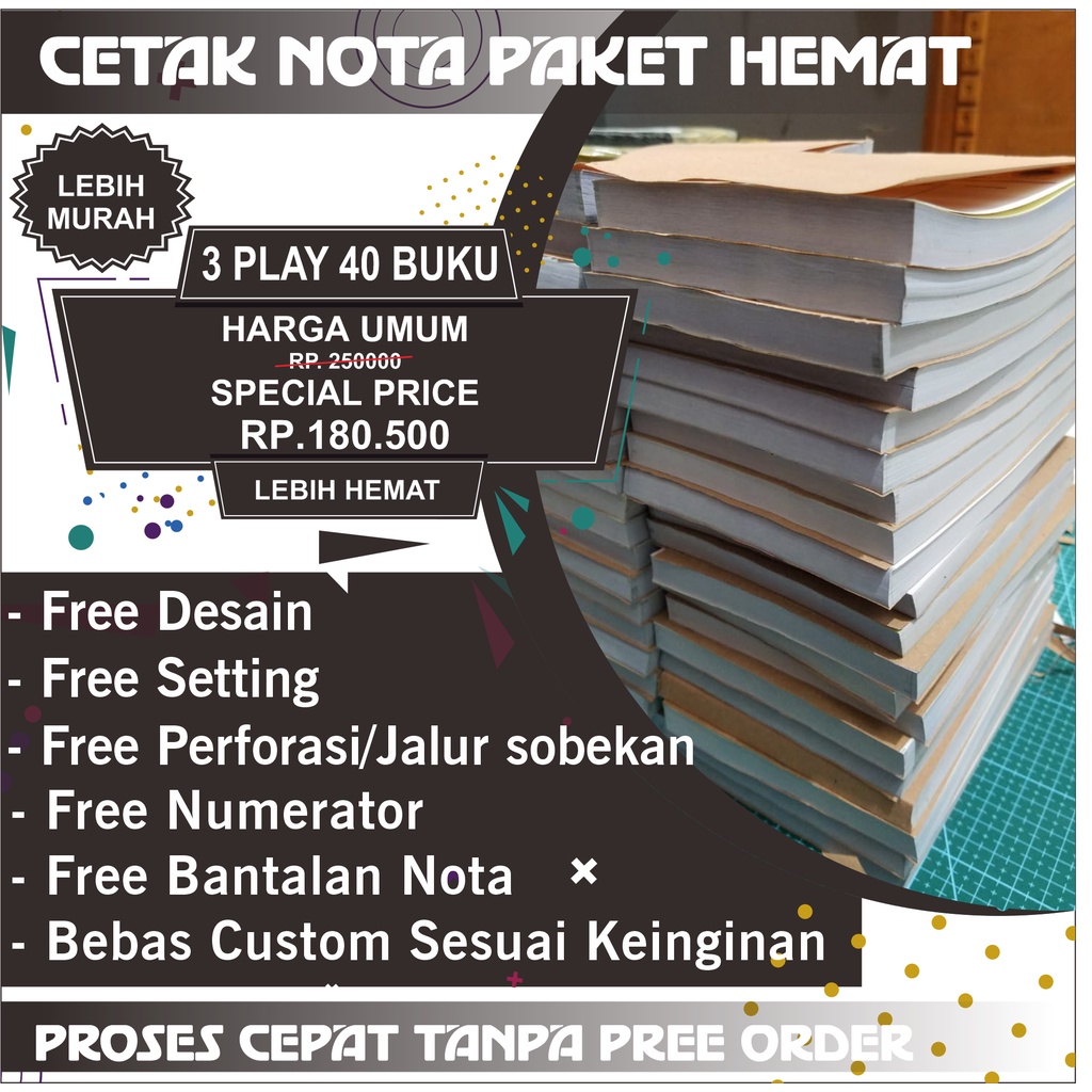 Jual CETAK NOTA 3 PLAY CUSTOM TERMURAH 40 BUKU TANPA PREE ORDER ...