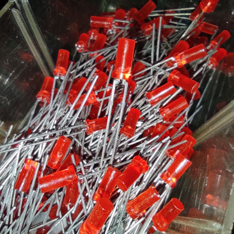 Jual LED Merah 3MM Flat Head Bulat Diffused Buram DC tidak silau Lampu ...