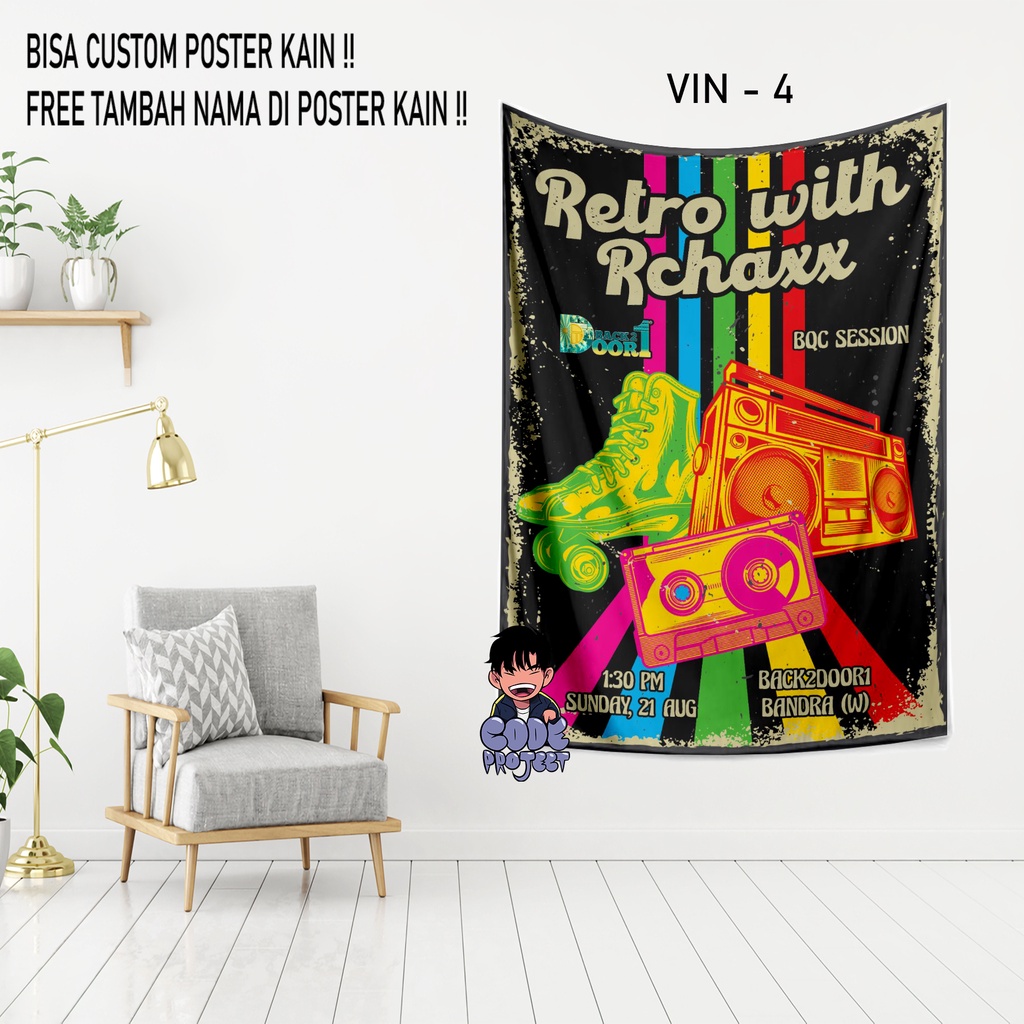 Jual POSTER KAIN RETRO VINTAGE - RETRO - hiasan dinding vintage ...