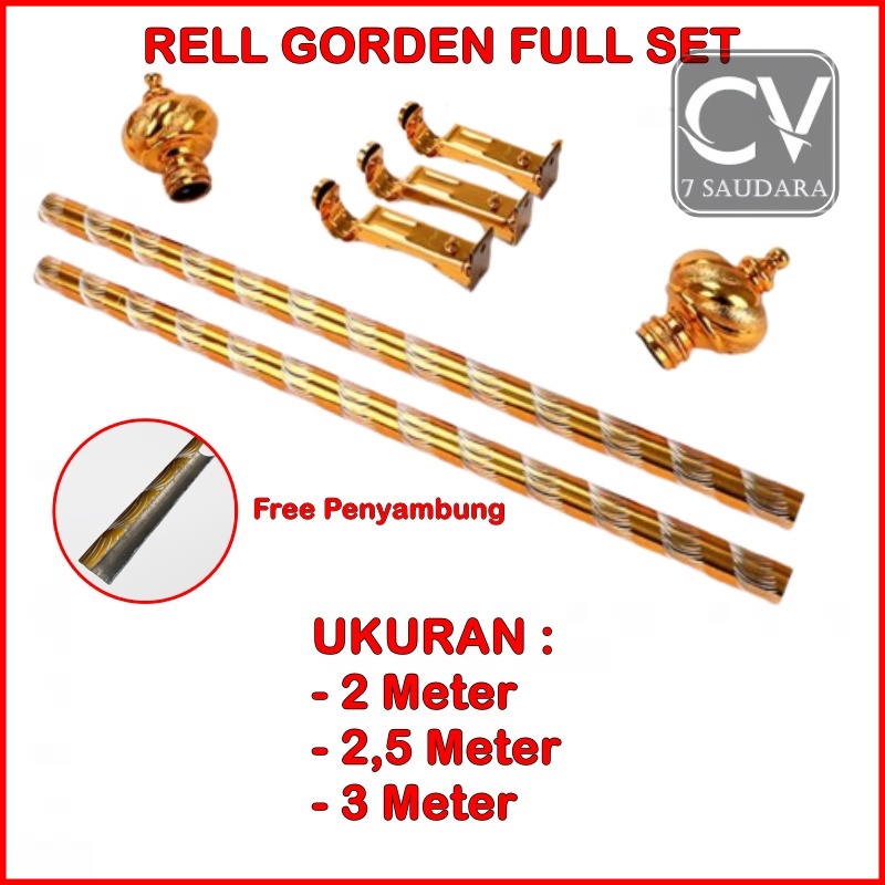 Jual (FULL SET) 150-300cm Rell Gorden Minimalis Rollet Tirai Ulir Rel ...