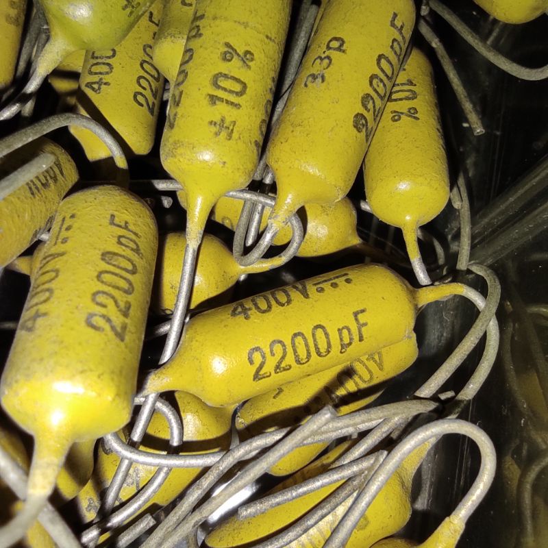 Jual Capacitor Mullard Mustard 2200pf 2n2 2.2nf 222 400v Kapasitor Tone ...