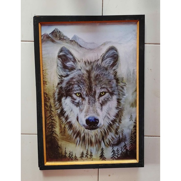 Jual lukisan cetak serigala kutub plus bingkai ukuran 65×45 | Shopee ...
