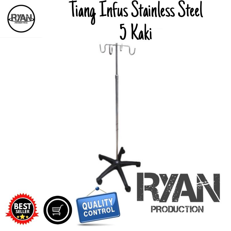 Jual Tiang Infus Pasien | Stainless Steel | 5 Kaki Plastik Berkualitas ...