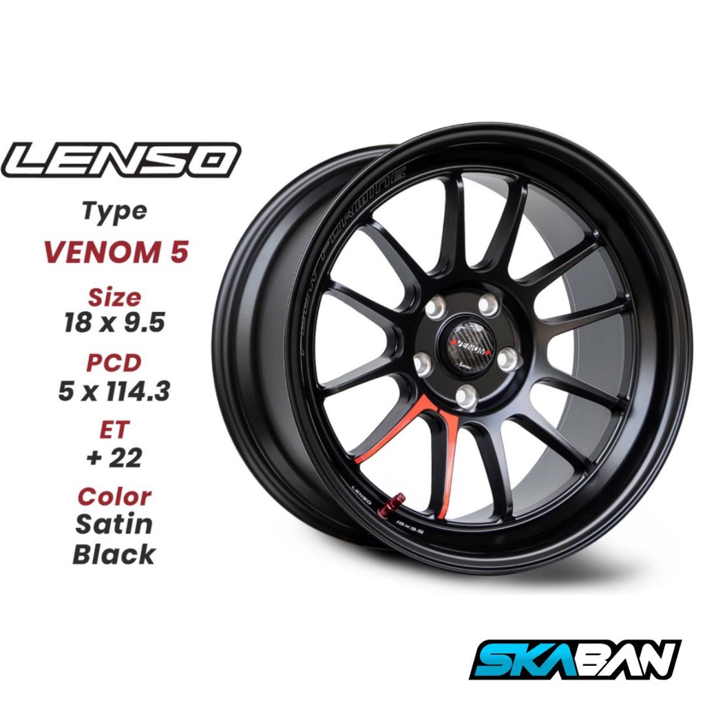 Jual Velg Mobil Original LENSO VENOM 5 LIMITED EDITION Ring 18x9,5 PCD 5X114,3 ET+22 SATIN BLACK ...