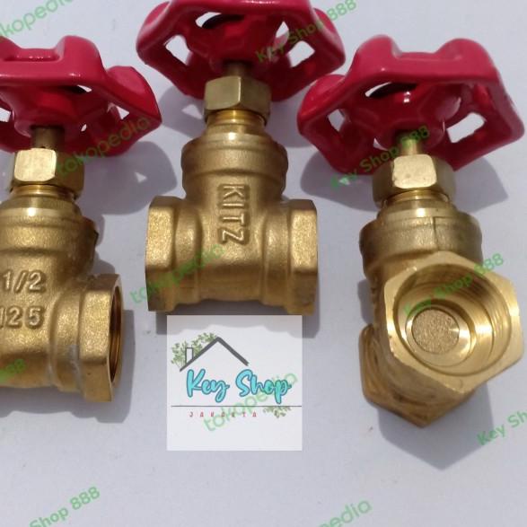 Jual GATE VALVE KUNINGAN KITZ 1/2 INCH STOP KRAN KUNINGAN 1/2" HARGA PROMO | Shopee Indonesia