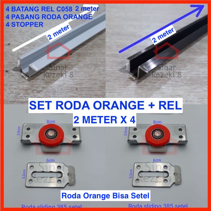 Jual SET 2 METER x 4 Rel C058 + Roda Orange Pintu Lemari Sliding / Geser | Shopee Indonesia