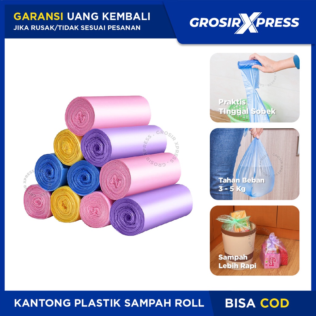 Jual Kantong Plastik Sampah Kresek rol warna Pelastik gulung serbaguna ...