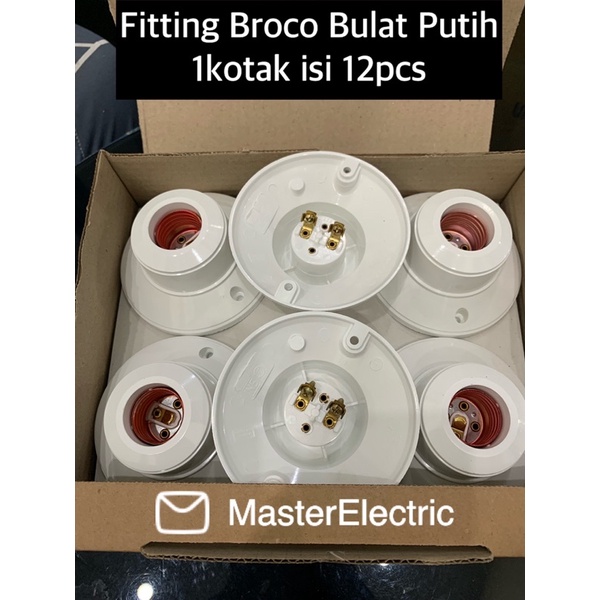 Jual Fitting Lampu Broco Bulat Putih 12 PCS / Dudukan Lampu Broco White ...