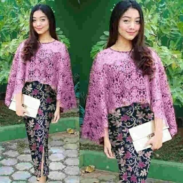 Jual Setelan Kebaya Brokat Modern Rok Batik Cape Wanita Vania | Shopee ...
