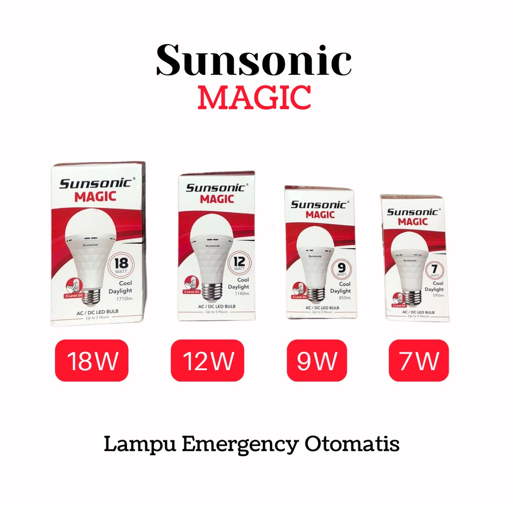 Jual Sunsonic Magic Emergency Rechargeable Lamp 7W / 9W / 12W / 18W ...