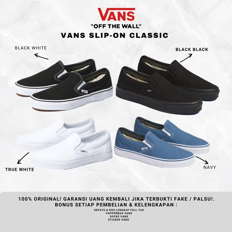 Jual Vans Original | Vans Slip On Black White | Sepatu Vans Original ...