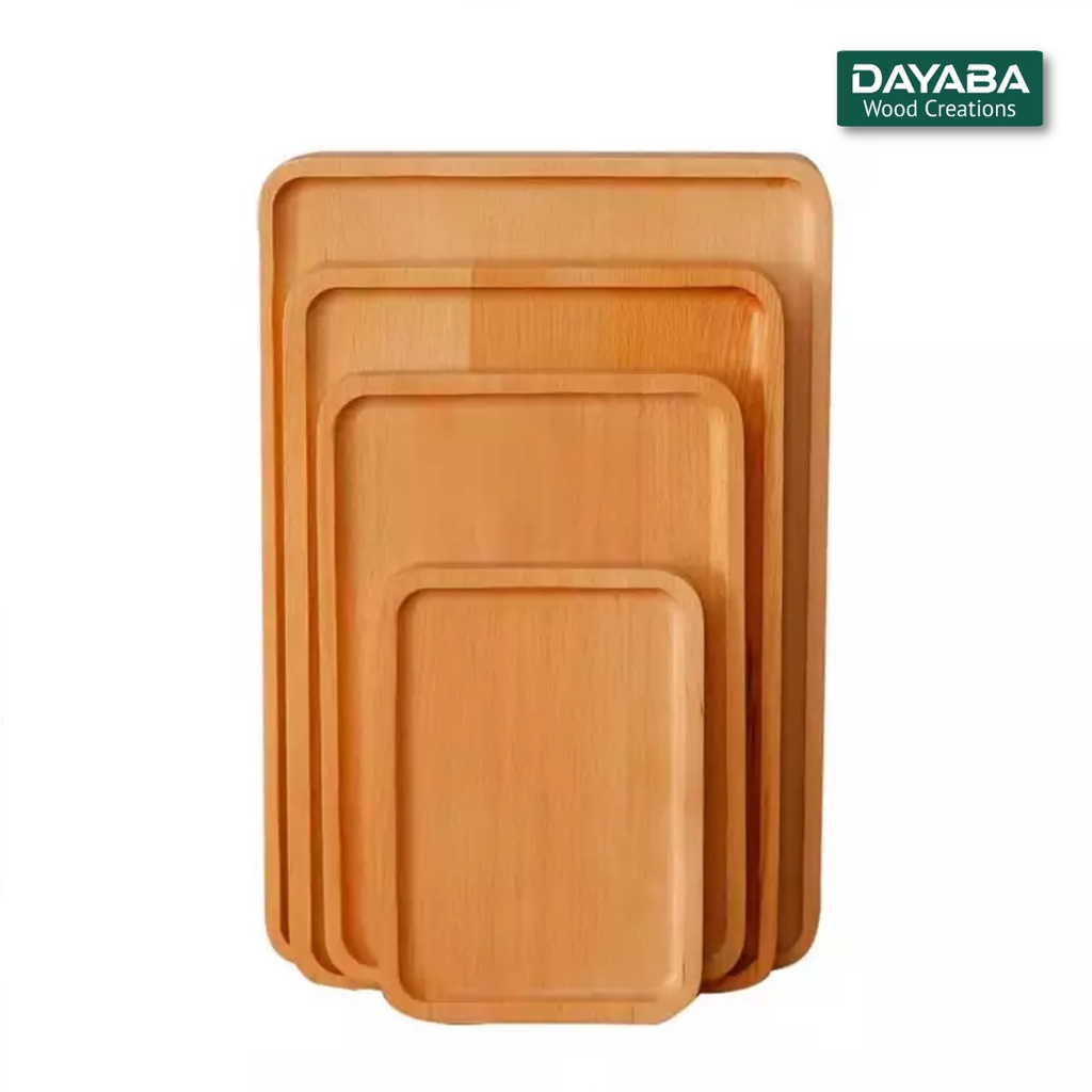Jual Wooden Serving Tray / Nampan Saji Persegi Natural Mewah | Shopee ...