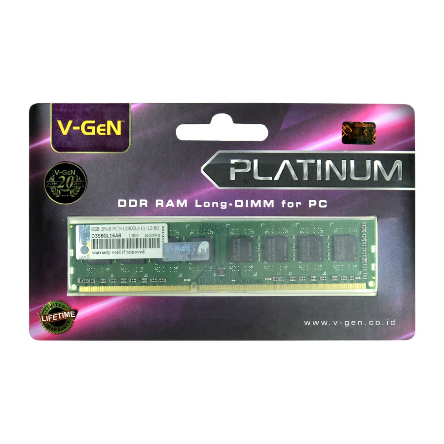 Jual RAM DDR3 DDR3L V-GeN 8GB PC12800/1600Mhz Long Dimm (Memory PC VGEN) | Shopee Indonesia