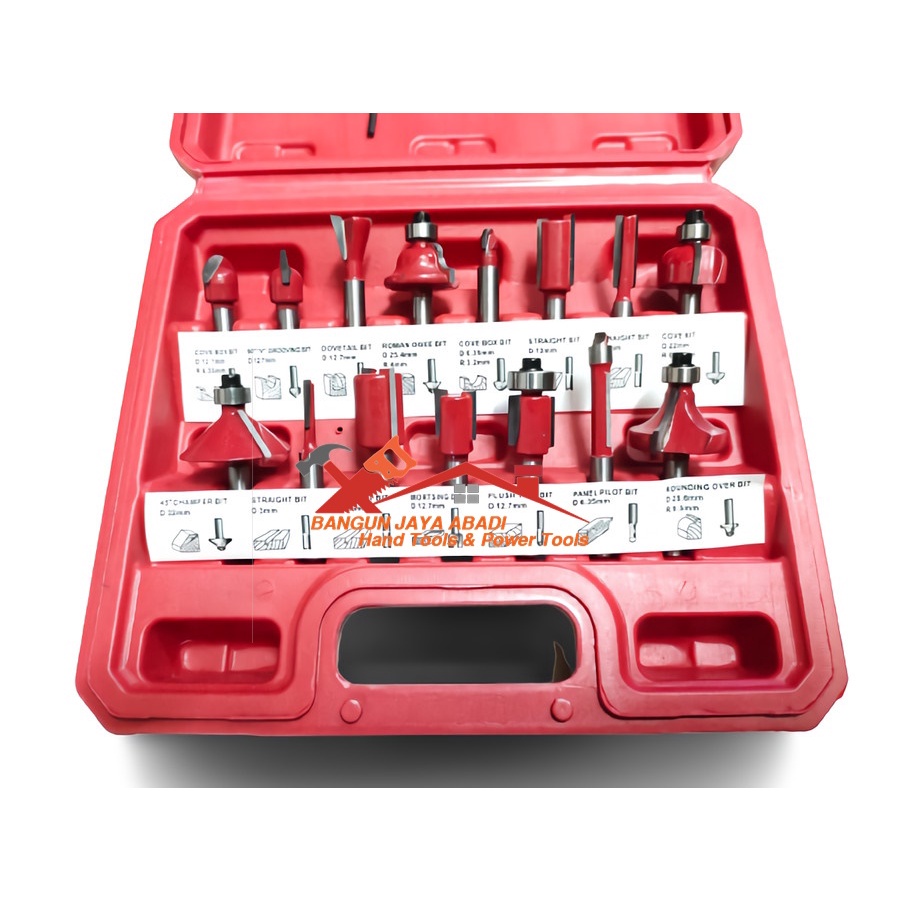 Jual Mata Profil Router Bit Set 15pc 15 Pcs Flush Trimmer Bits 1/4 6 ...