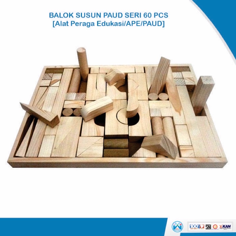 Jual Balok Susun Paud Seri 60 pcs [Alat Peraga Edukasi Anak/APE/PAUD ...