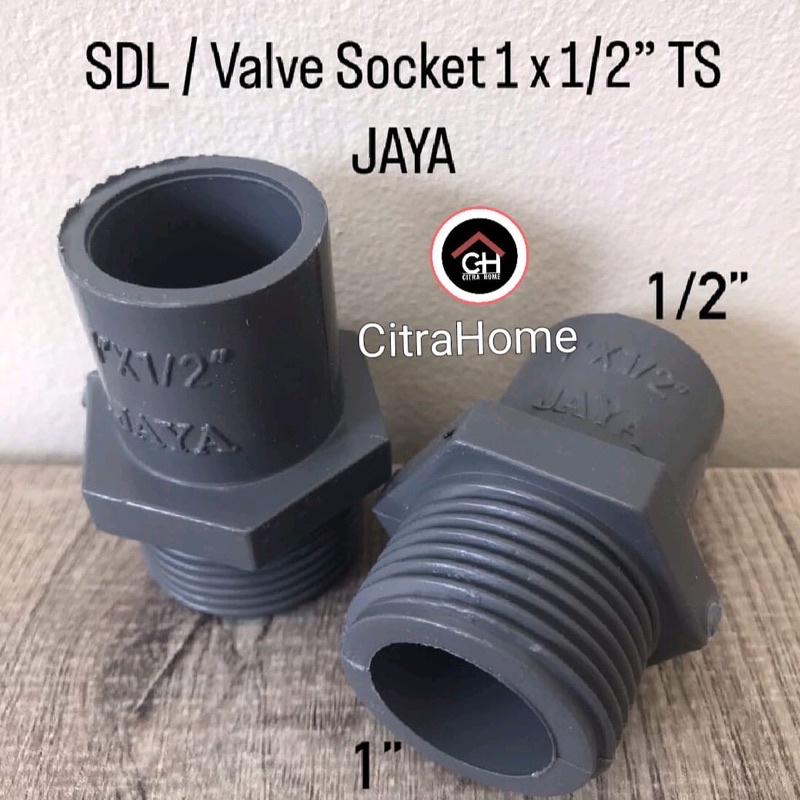 Jual SDL Sok Drat Luar / Valve Socket PVC TS 1”x 1/2” Jaya | Shopee ...