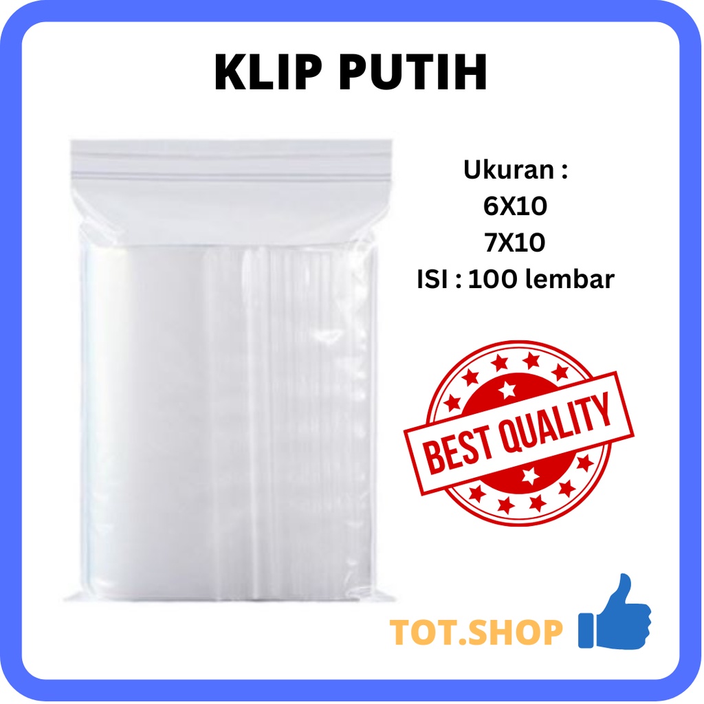 Jual 7 x 10 [KLIP PUTIH] 100 LBR PLASTIK KLIP ZIPLOCK TEBAL UNTUK ...