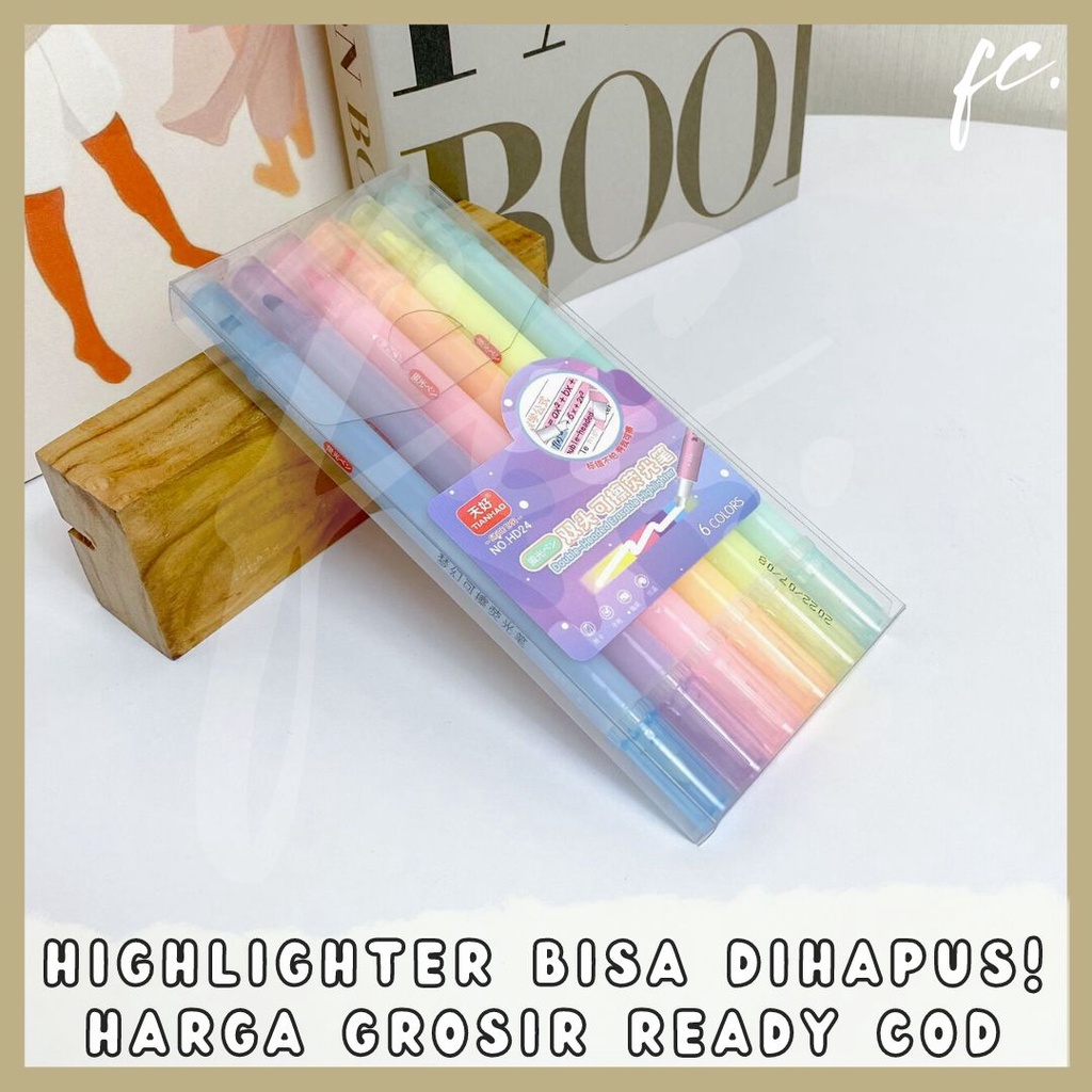 Jual Set 6 Pcs Double-Headed 2 in 1 Erasable Highlighter Tianhao HD24 ...