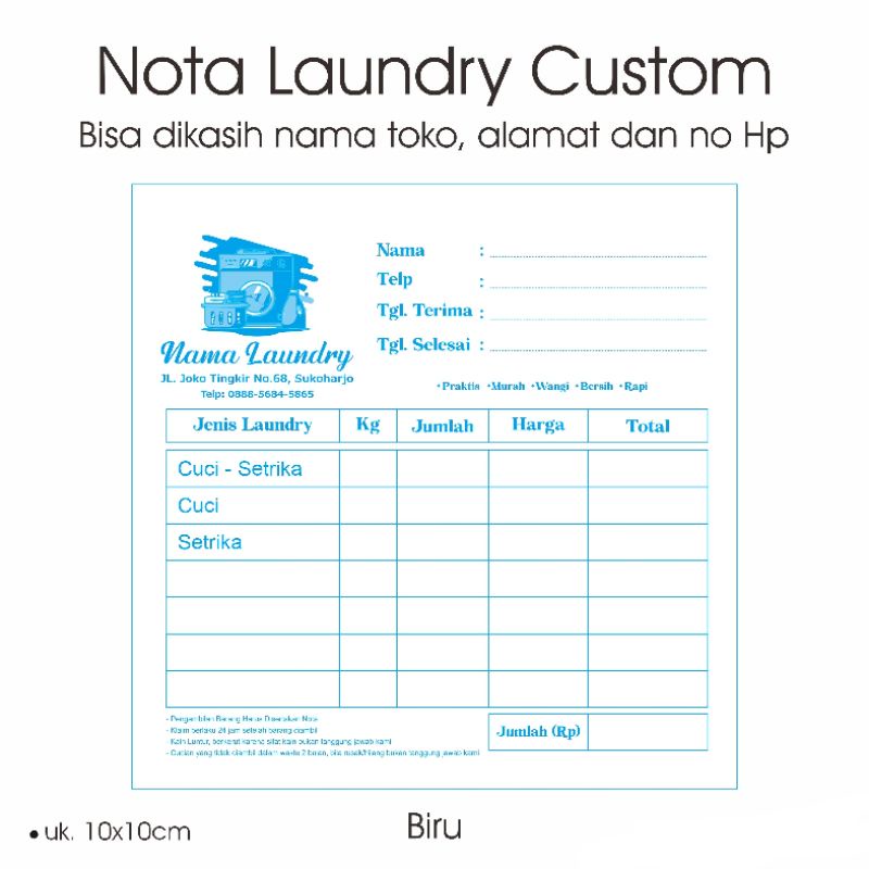 Jual NOTA LAUNDRY CUSTOM 1 PLY | Shopee Indonesia